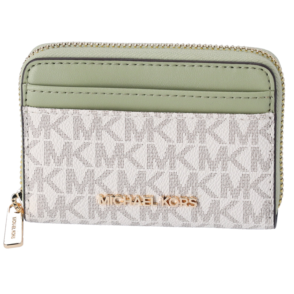Michael Kors Jet Set Medium Zip Around Card Case Wallet Vanilla MK Lig