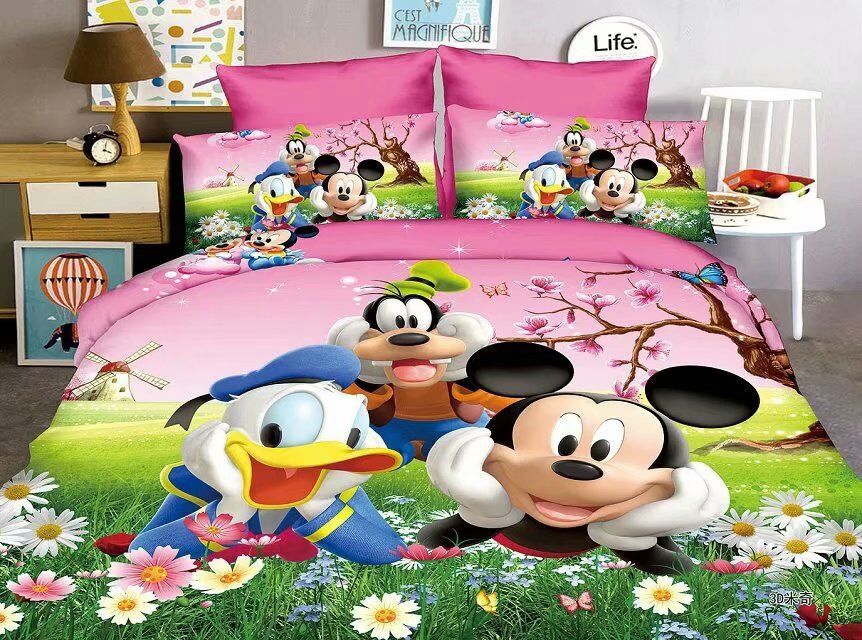 Cartoon Bedding 2/3pcs Comforter Sets Soft Polyester Bed Linen Flat Be