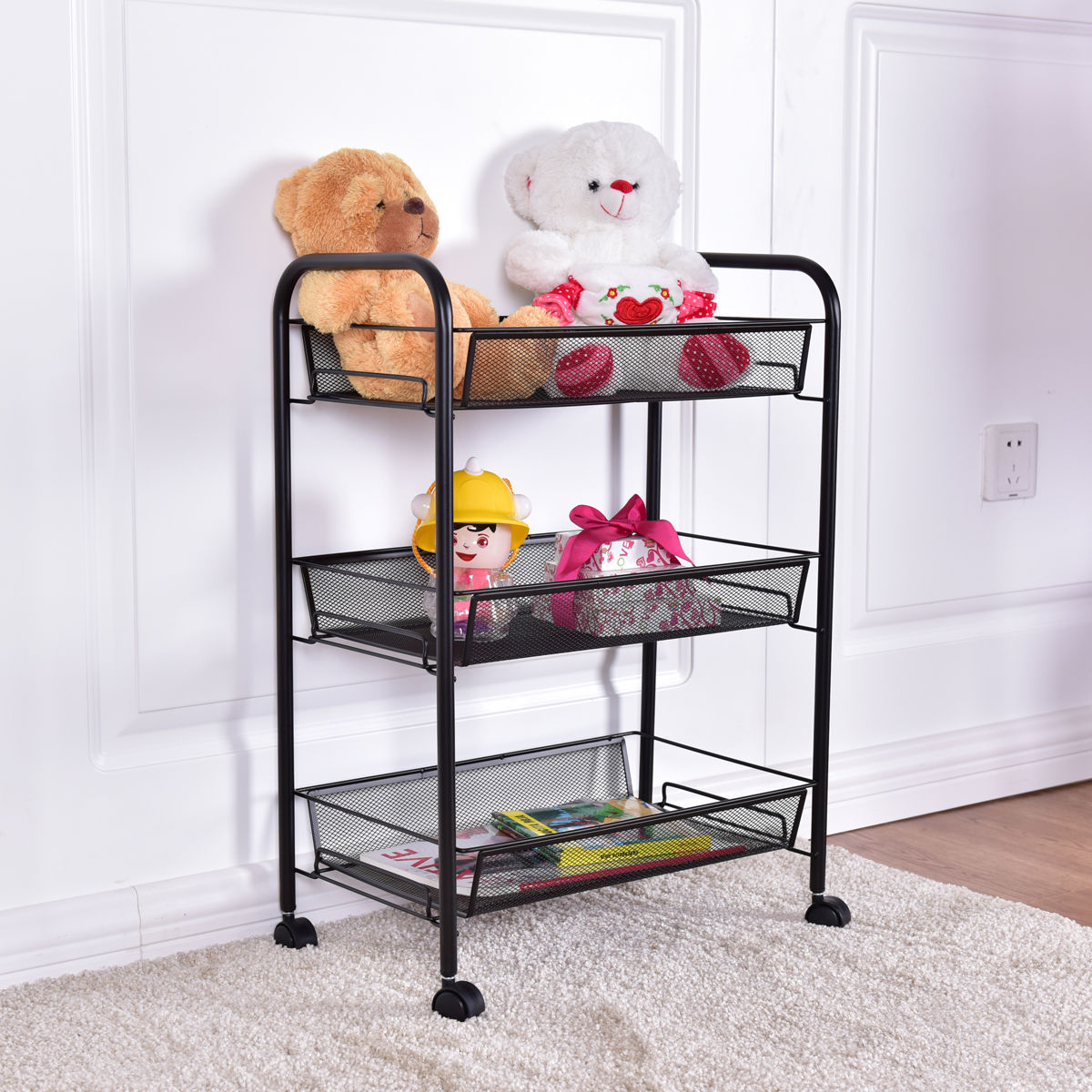 3 Tier Storage Rack Trolley Cart Home Kitchen Organizer Utility Basket