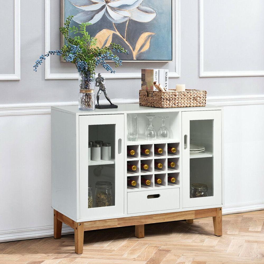Wood Wine Storage Cabinet Sideboard Console Buffet Server w/Wine Rack